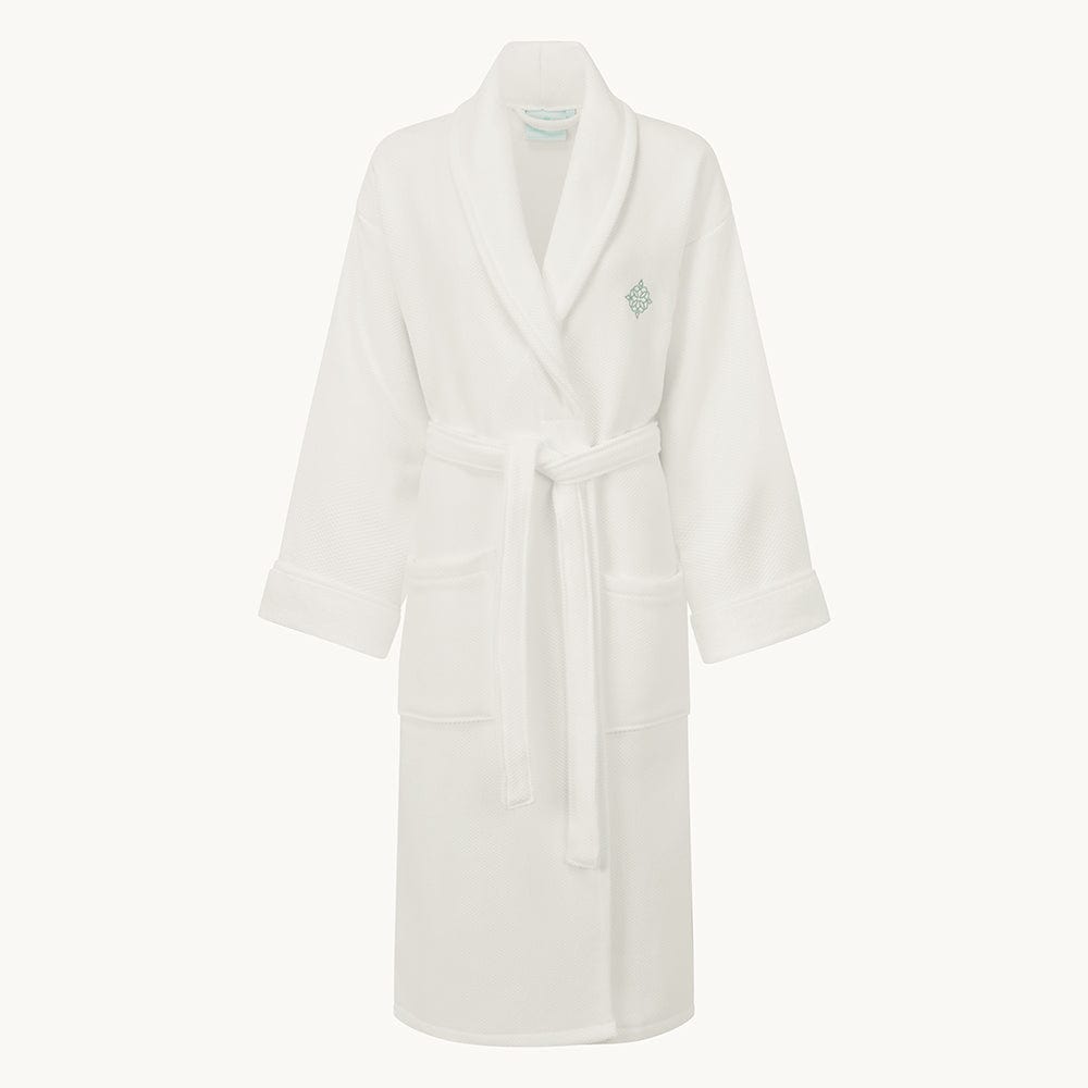 Luxury Cotton Bathrobe – White & Green